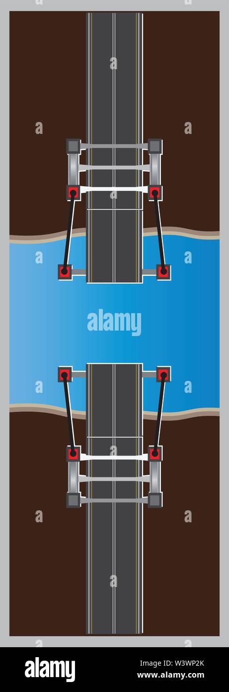 Top View of Moveable or movable bridge or Open bridge Vector Stock ...