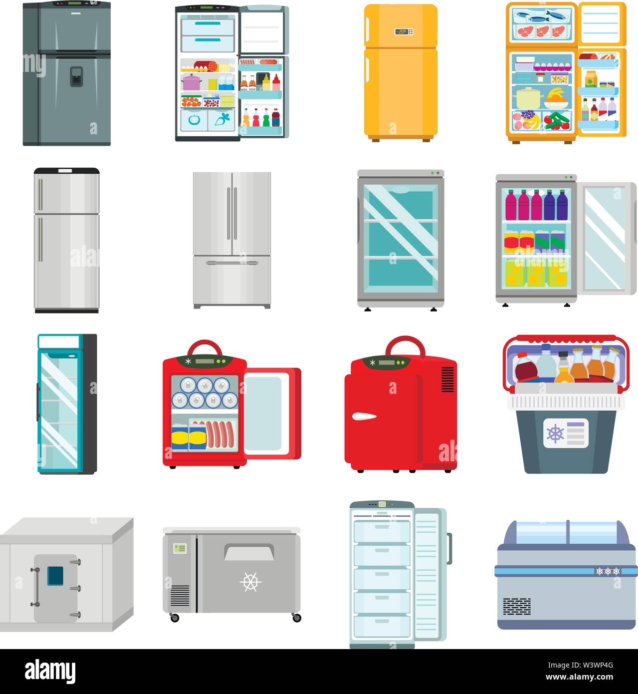 Freezer icons set. Flat set of freezer vector icons for web design ...