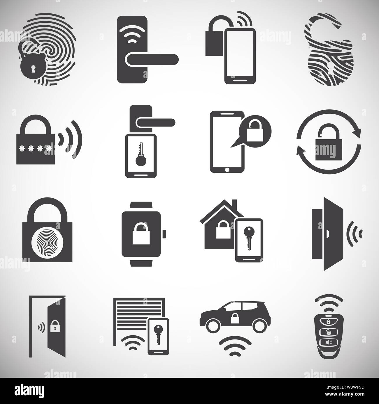 Smart lock icons set on background for graphic and web design. Simple ...