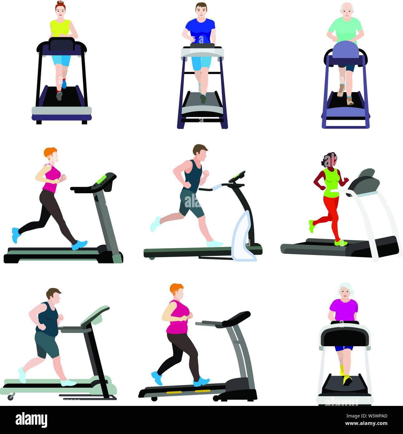 Treadmill icons set. Flat set of treadmill vector icons for web design ...