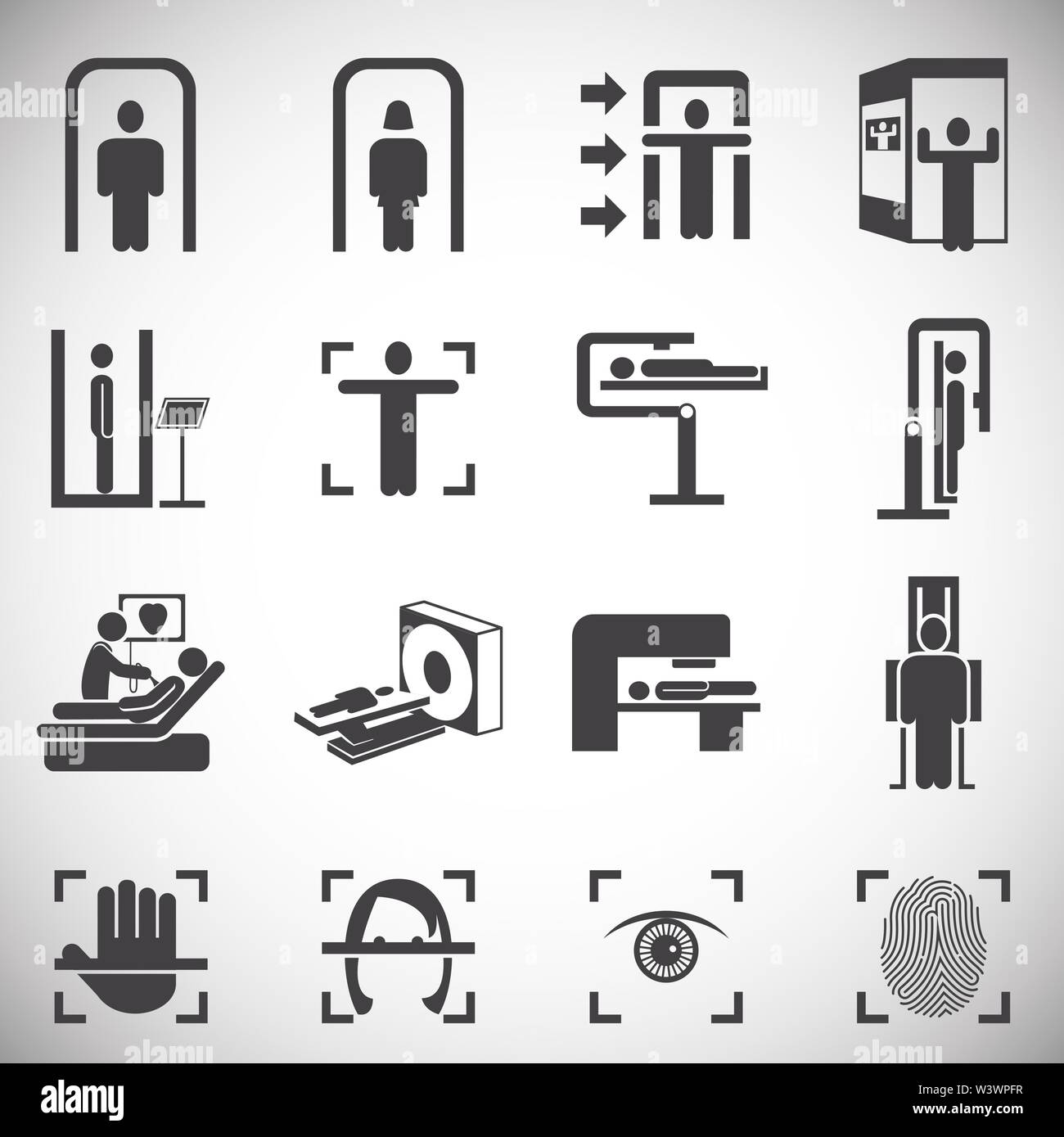 Human scanning related icons set on background for graphic and web ...