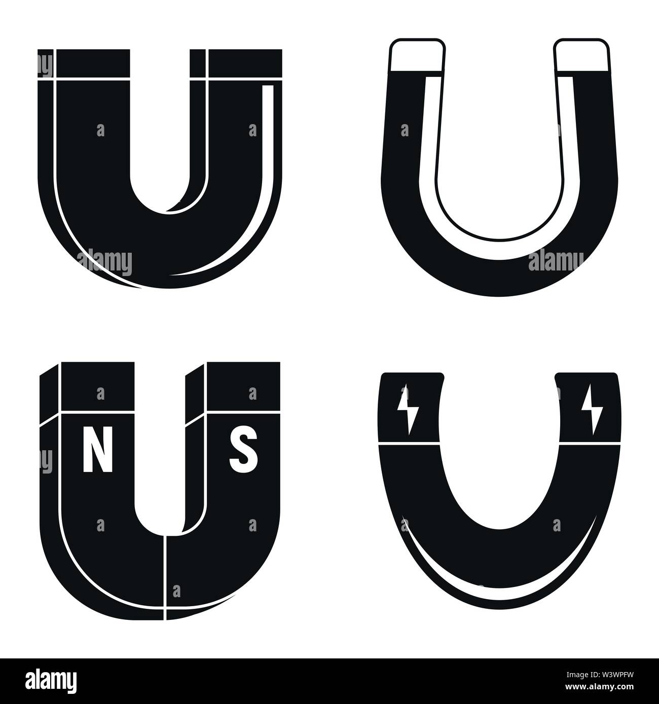 Magnet force icons set. Simple set of magnet force vector icons for web ...