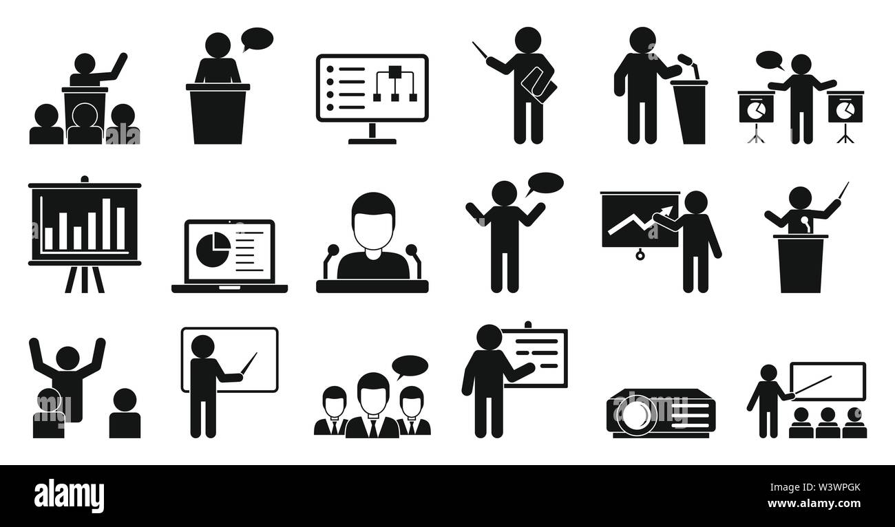 Lecture icons set. Simple set of lecture vector icons for web design on ...