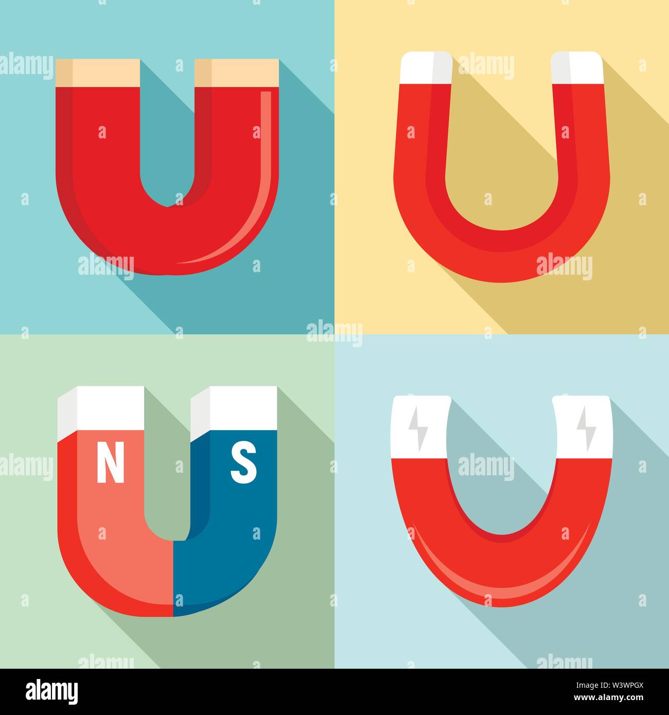 Magnet icons set. Flat set of magnet vector icons for web design Stock ...