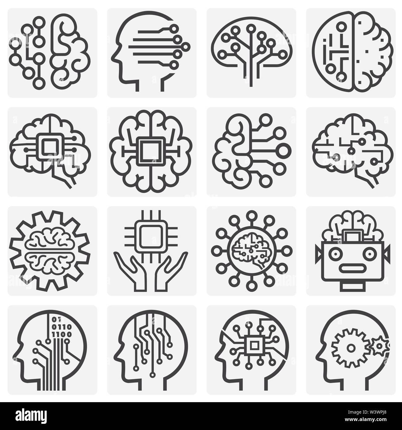 AI related icons set on background for graphic and web design. Simple ...