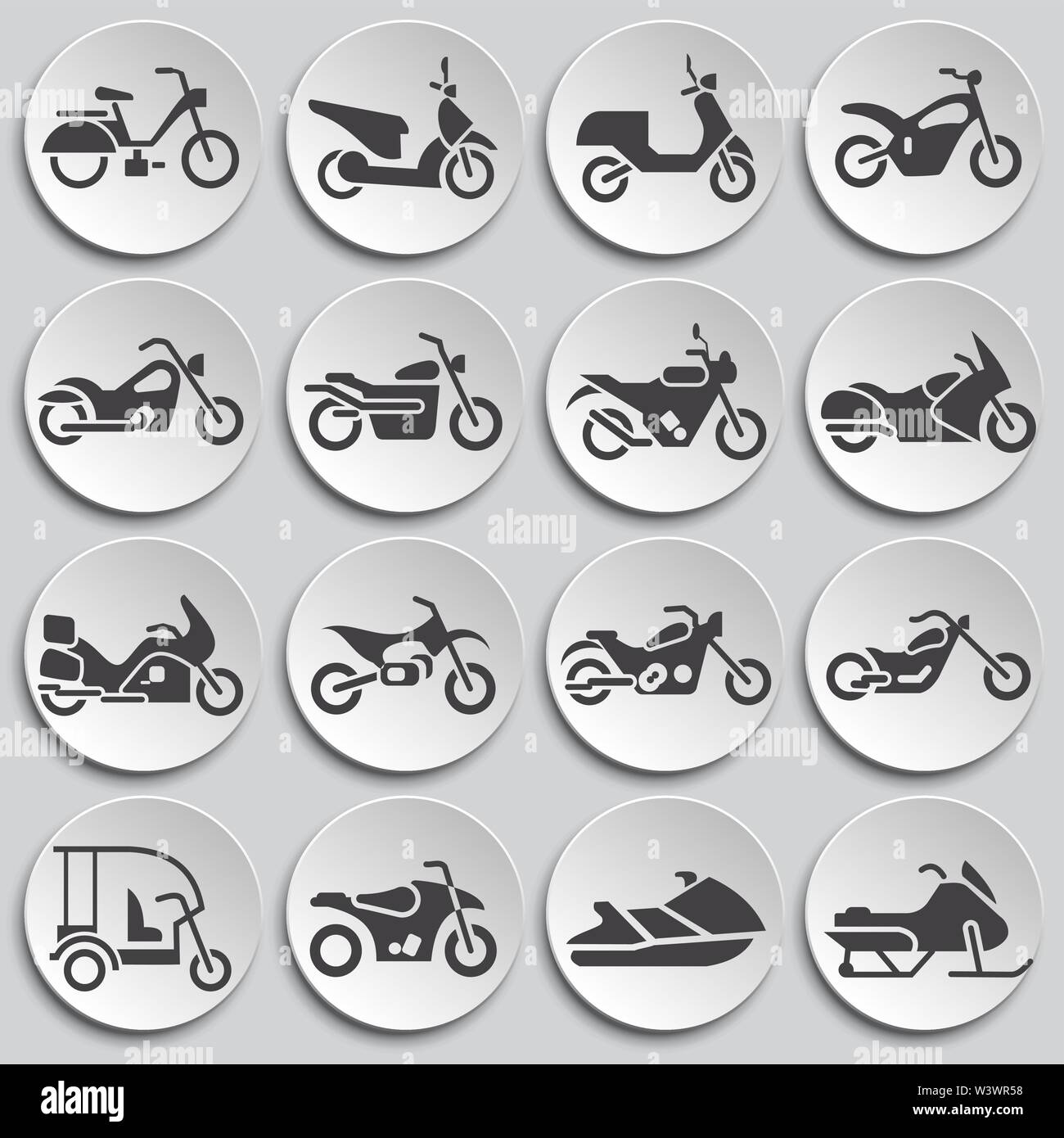 Moto related icons set on background for graphic and web design. Simple ...