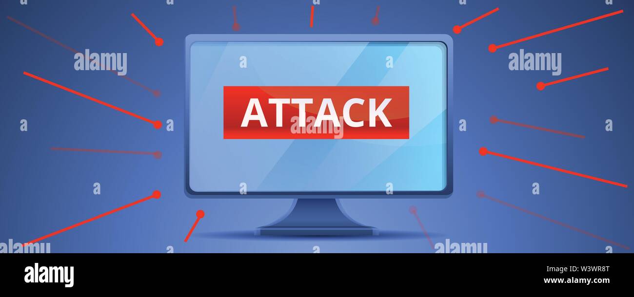 Cyber atack concept banner. Cartoon illustration of cyber atack vector ...