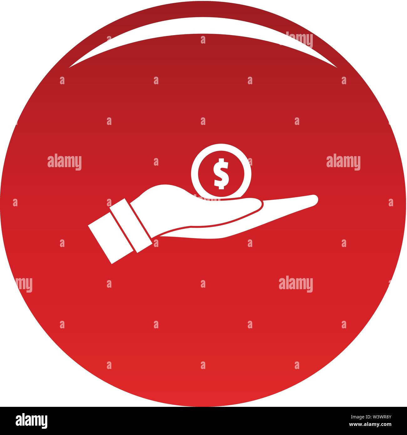Coin in hand icon. Simple illustration of coin in hand vector icon for ...