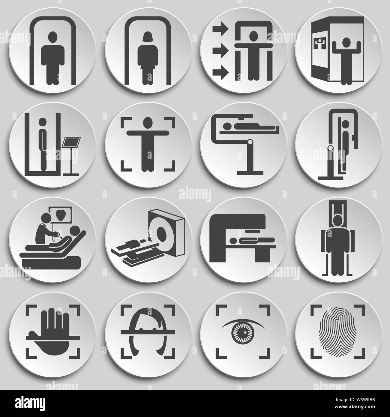 Human scanning related icons set on background for graphic and web ...