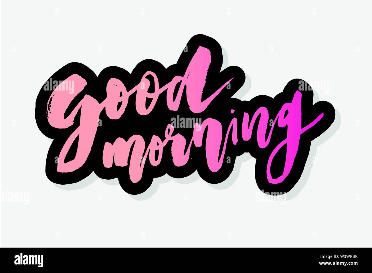 Good Morning Lettering Calligraphy Vector Text Phrase Gradient Sticker ...