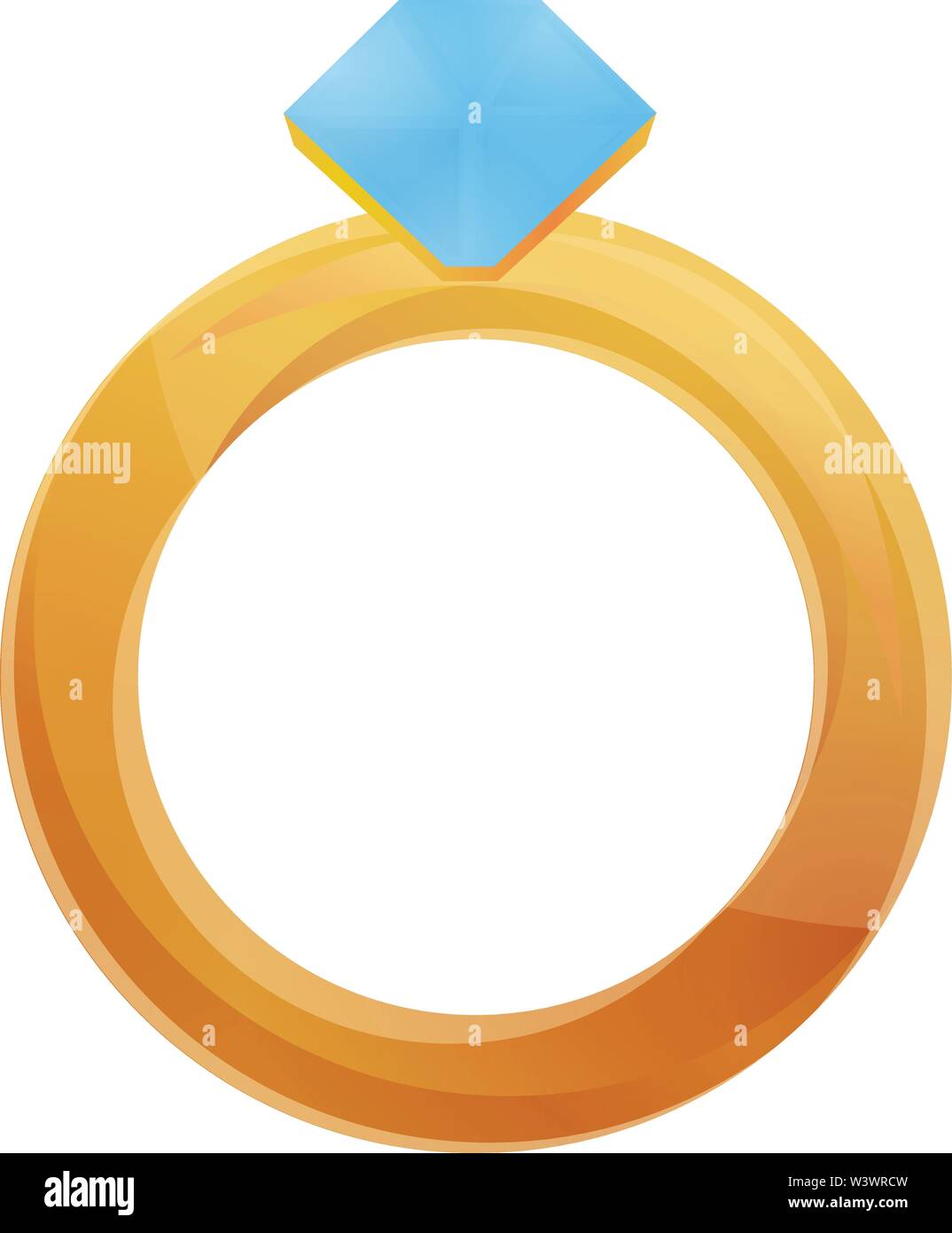 Gold diamond ring icon. Cartoon of gold diamond ring vector icon for ...