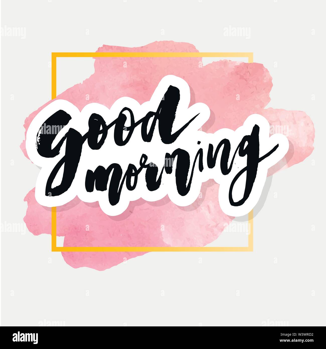 Good Morning Lettering Calligraphy Vector Text Phrase watercolor Stock ...