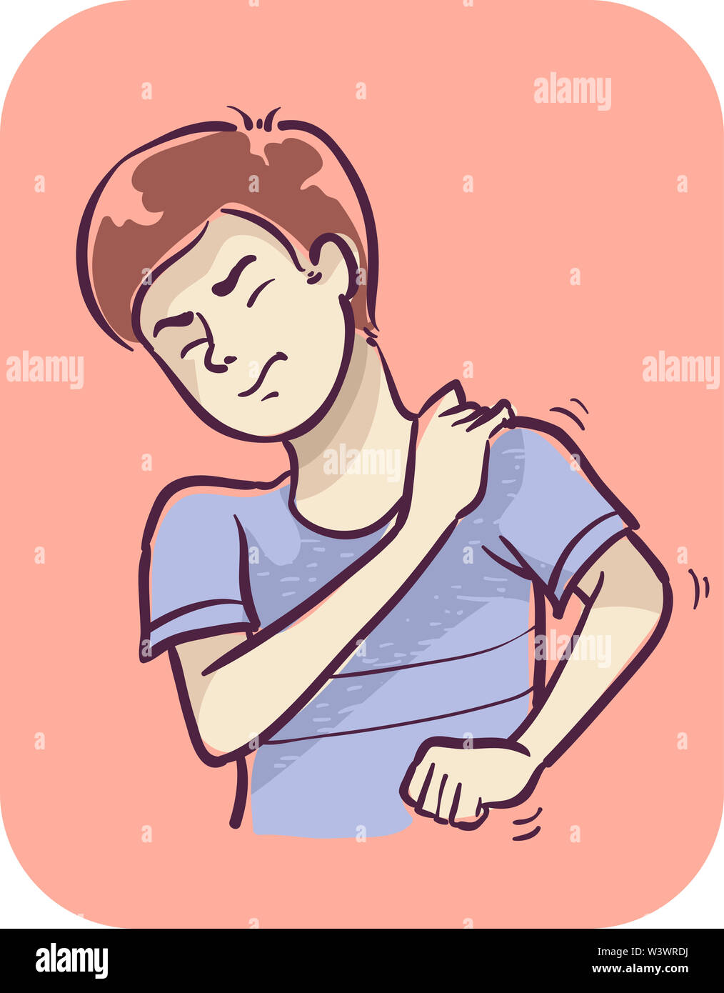 Illustration of a Man Massaging His Shoulder Due to Muscle Pain Stock ...