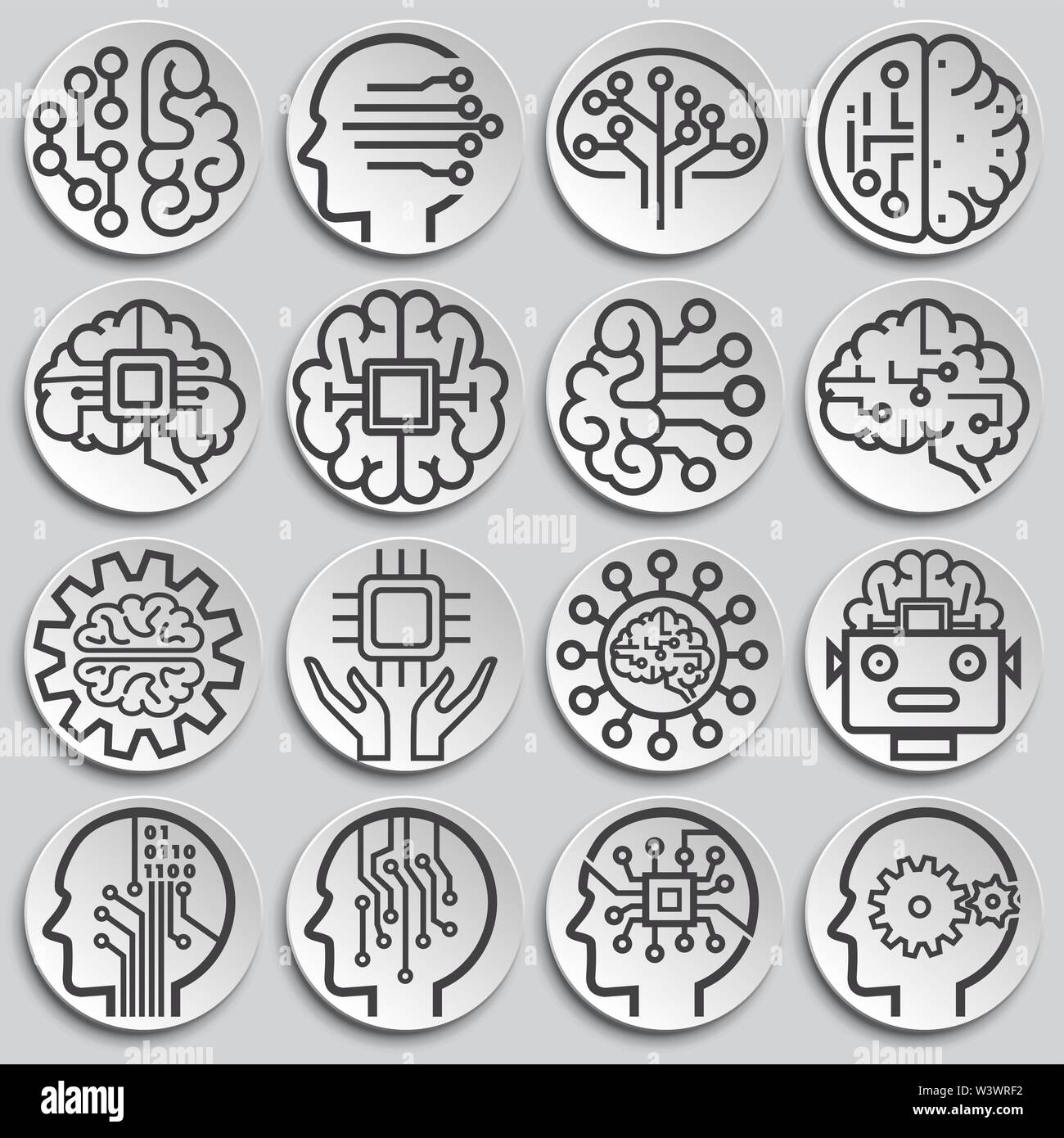 AI related icons set on background for graphic and web design. Simple ...