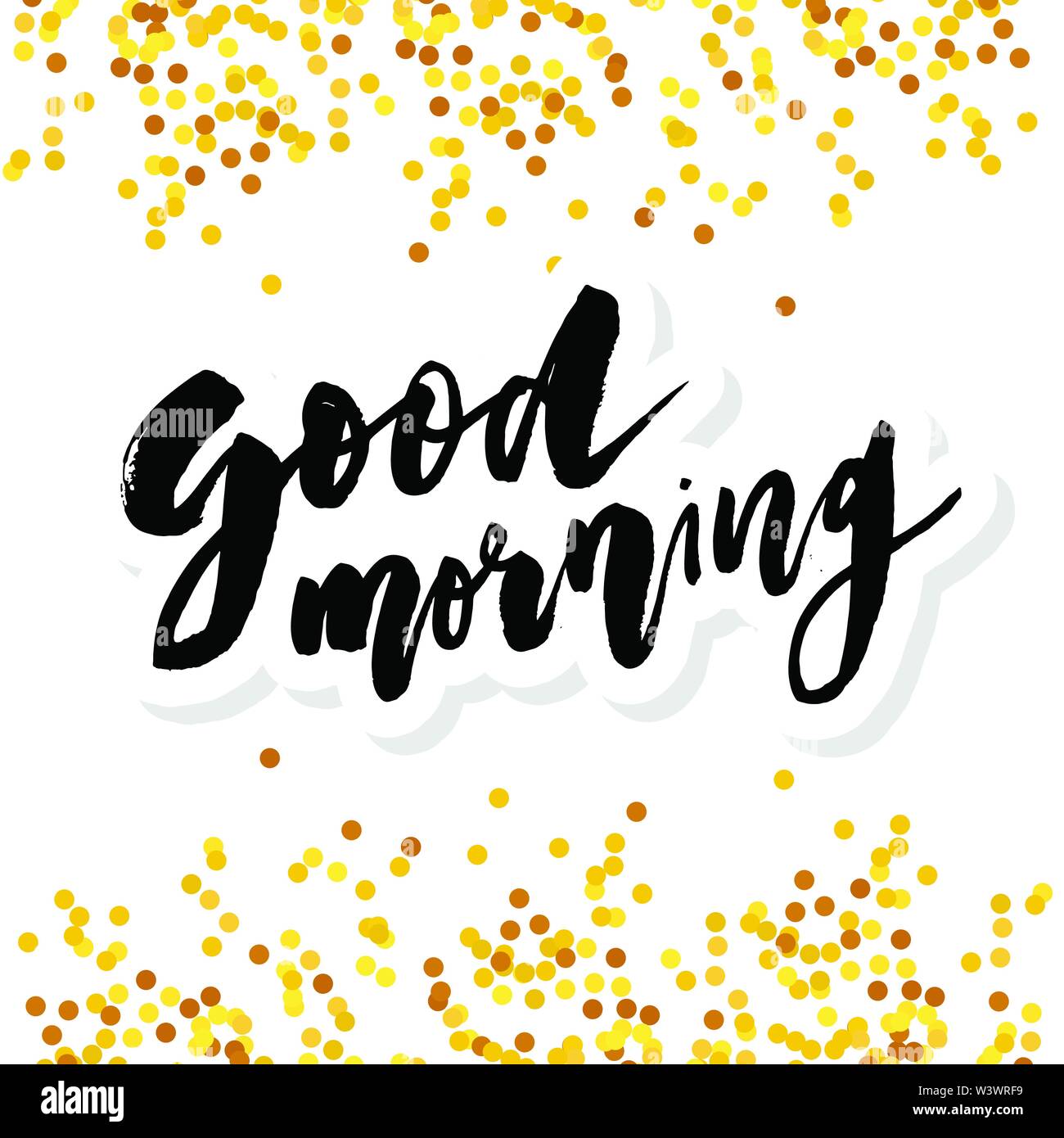 Good Morning Lettering Calligraphy Vector Text Phrase Gold Stock Vector ...