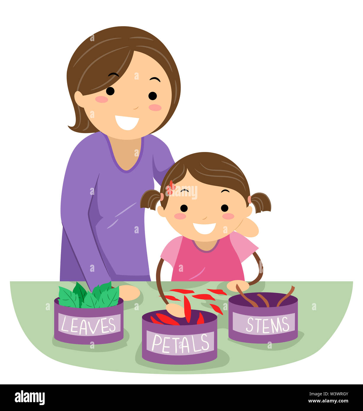 Illustration of Stickman Kid Girl Sorting and Placing the Correct ...