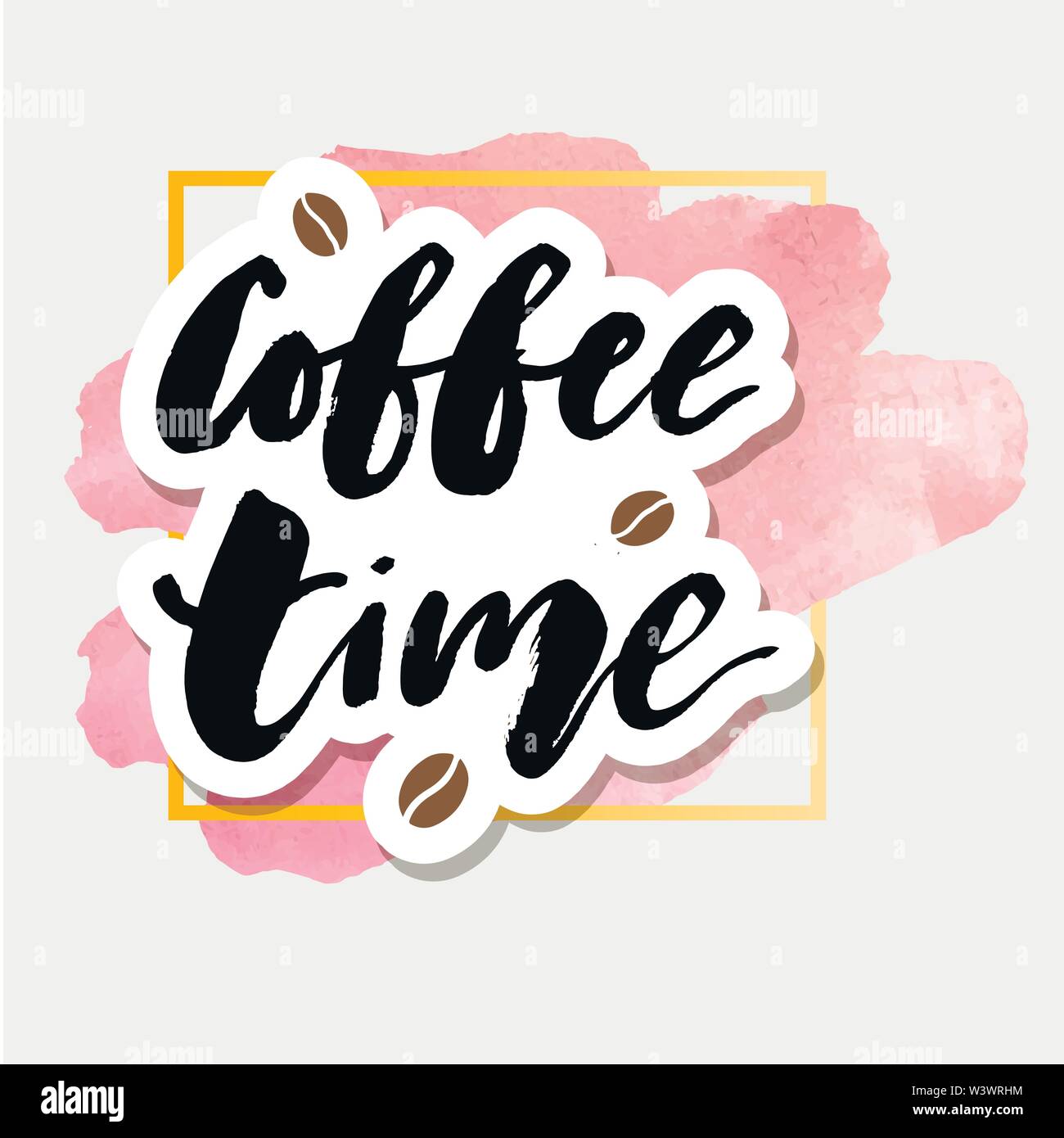 Coffe Time Watercolor Lettering Calligraphy Phrase Vector Text ...