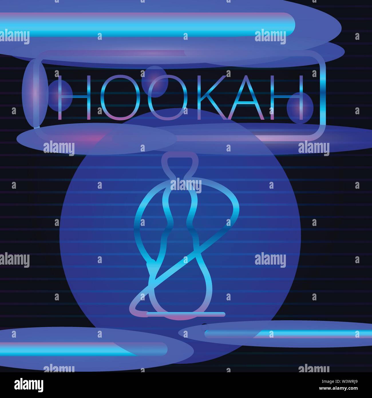 Neon hookah concept banner. Cartoon illustration of neon hookah vector ...