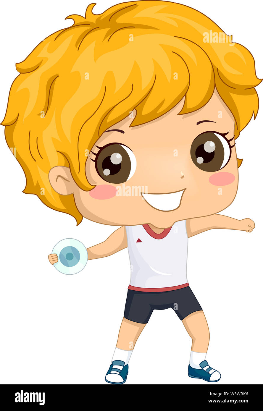 Illustration of a Kid Boy Holding a Discus Stock Photo - Alamy