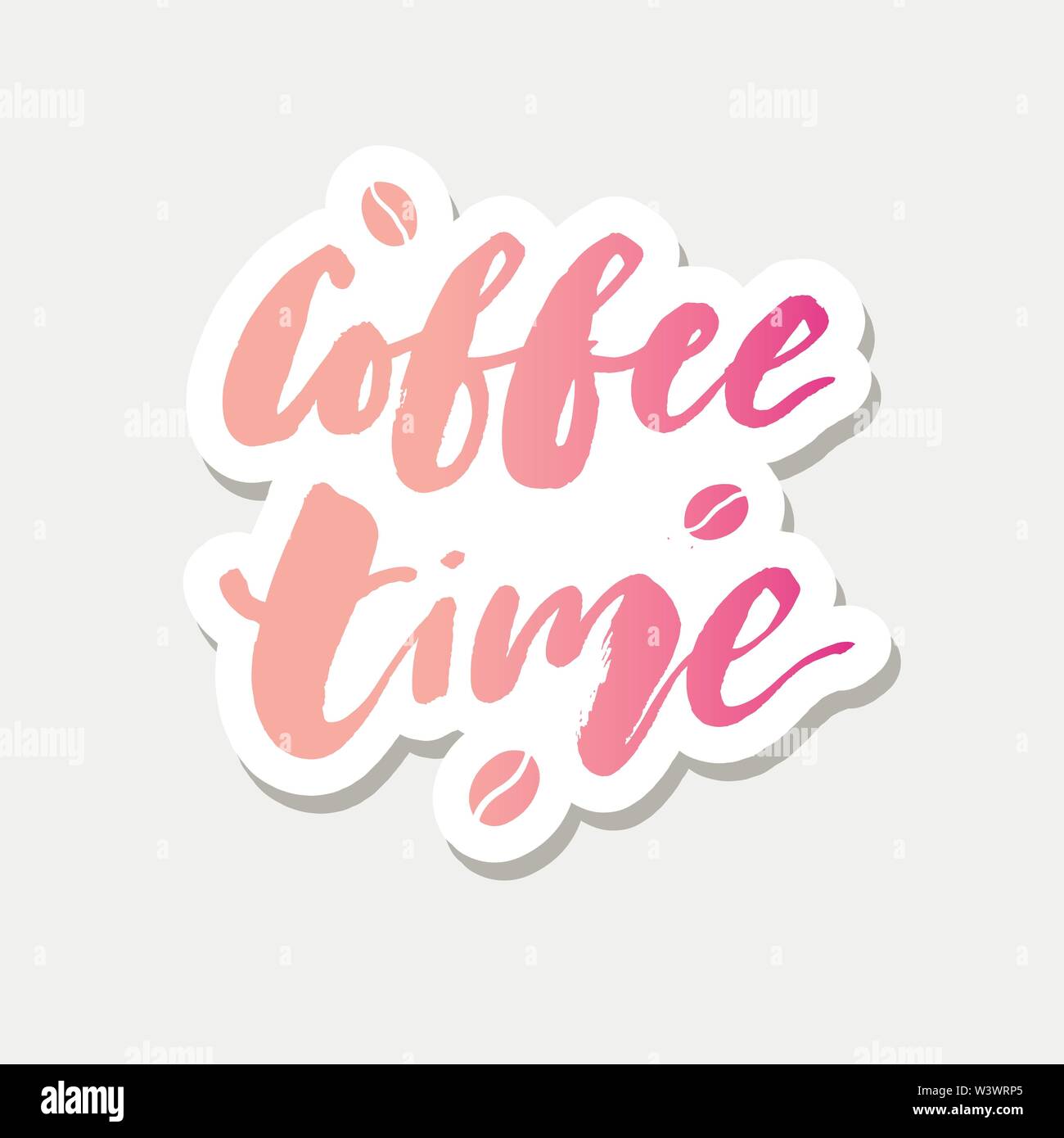 Coffe Time Lettering Calligraphy Phrase Vector Text Ilustration Brush ...