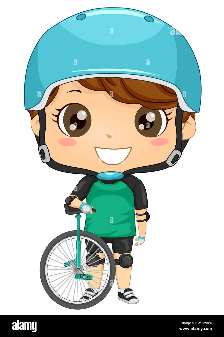 Illustration of a Kid Boy Wearing Helmet and Pads and Holding a ...