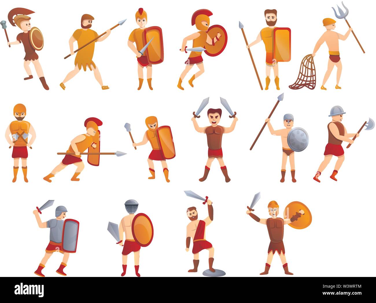 Gladiator icons set. Cartoon set of gladiator vector icons for web ...