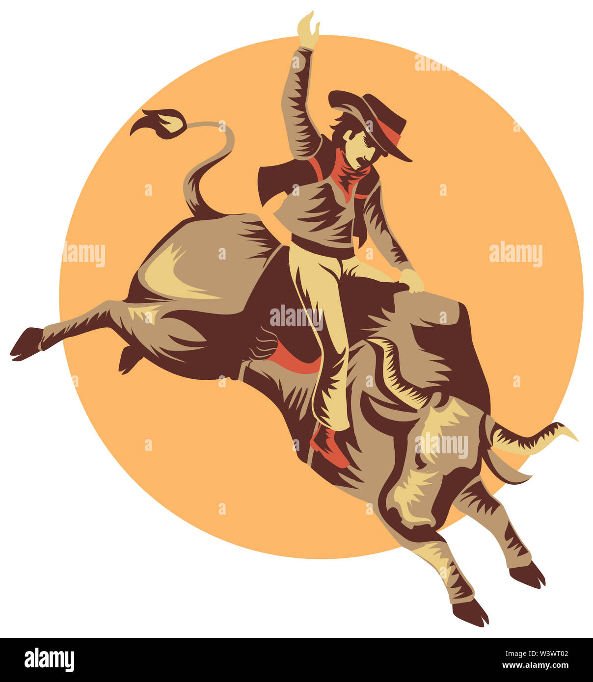 Rodeo cowboy bull riding cartoon hi-res stock photography and images ...
