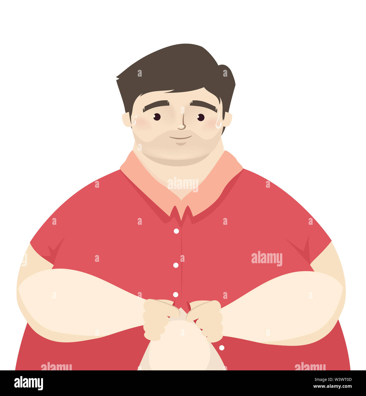 Illustration of a Fat Man Who Cannot Button His Red Shirt Stock Photo ...