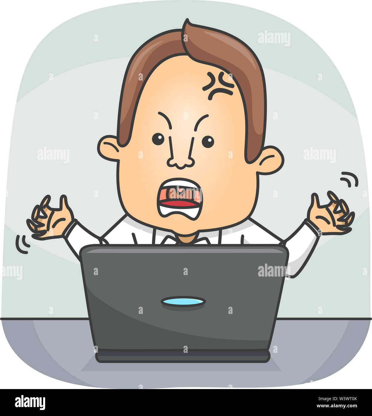 Illustration of an Angry and Frustrated Man While Looking at His Laptop ...