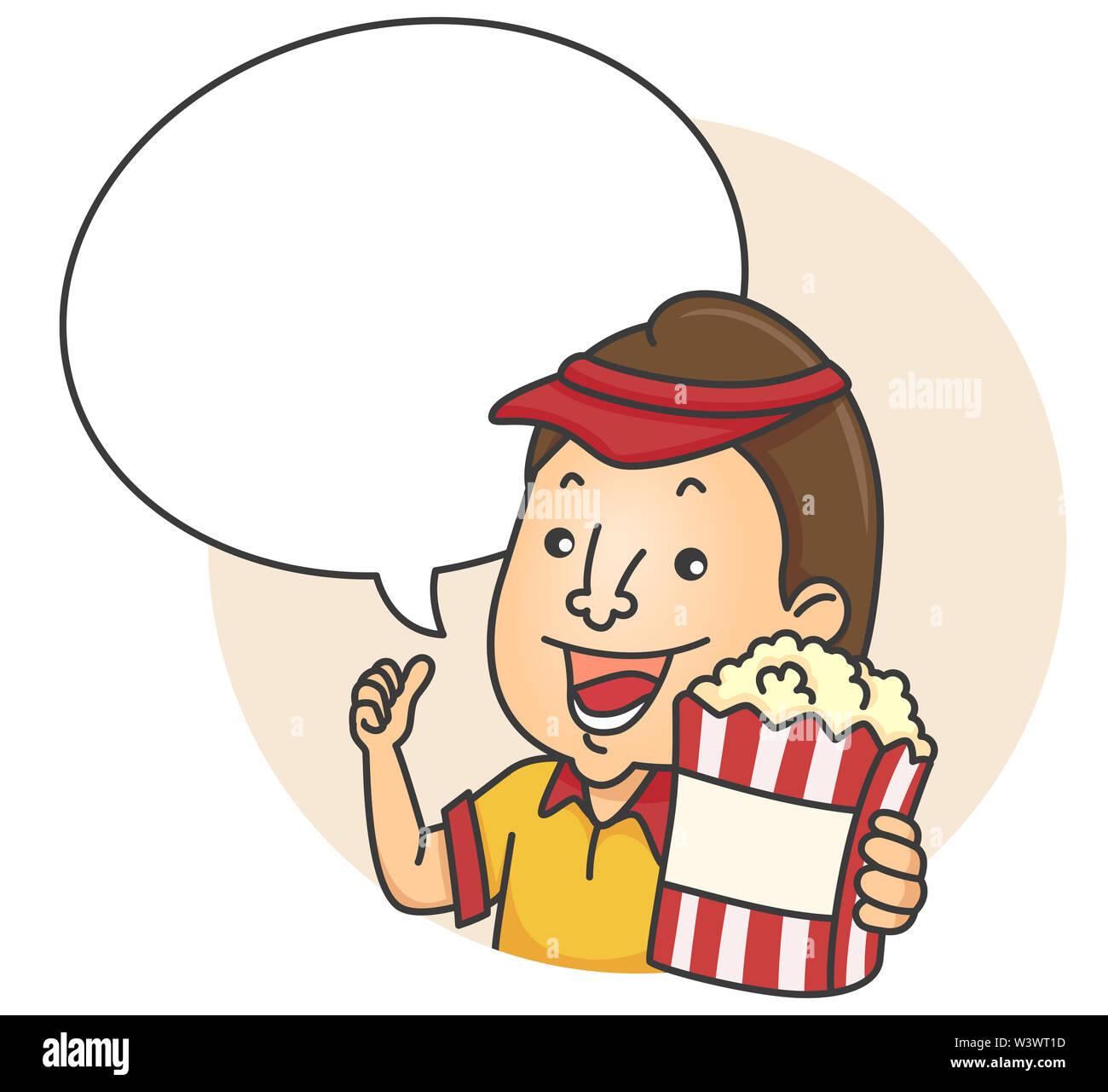 Illustration of a Man Holding a Popcorn and a Blank Speech Bubble ...