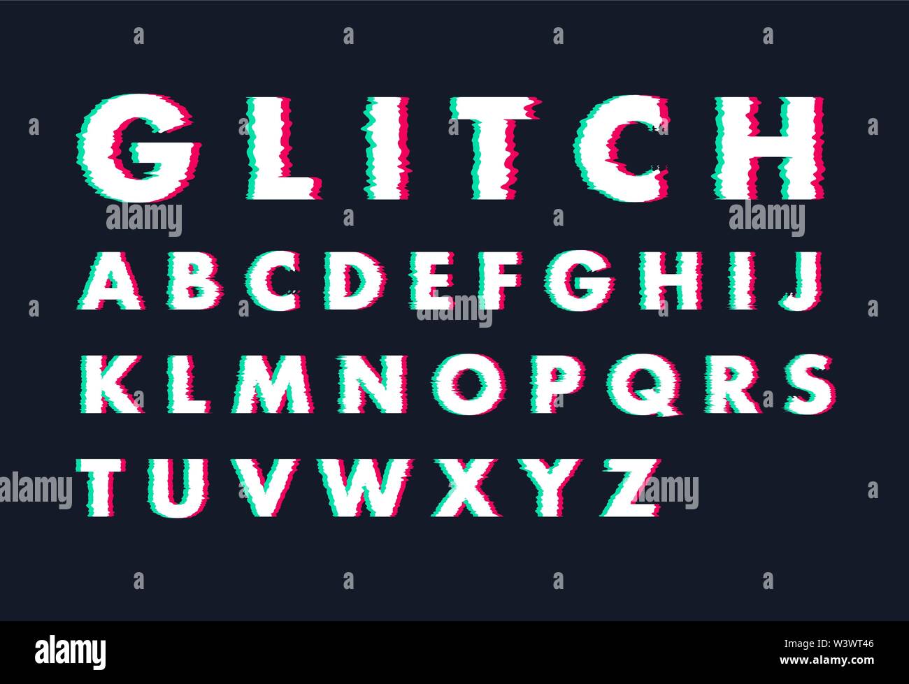 Trendy style distorted glitch typeface. Letters and numbers vector ...