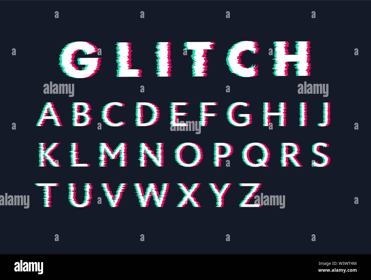 Trendy style distorted glitch typeface. Letters and numbers vector ...