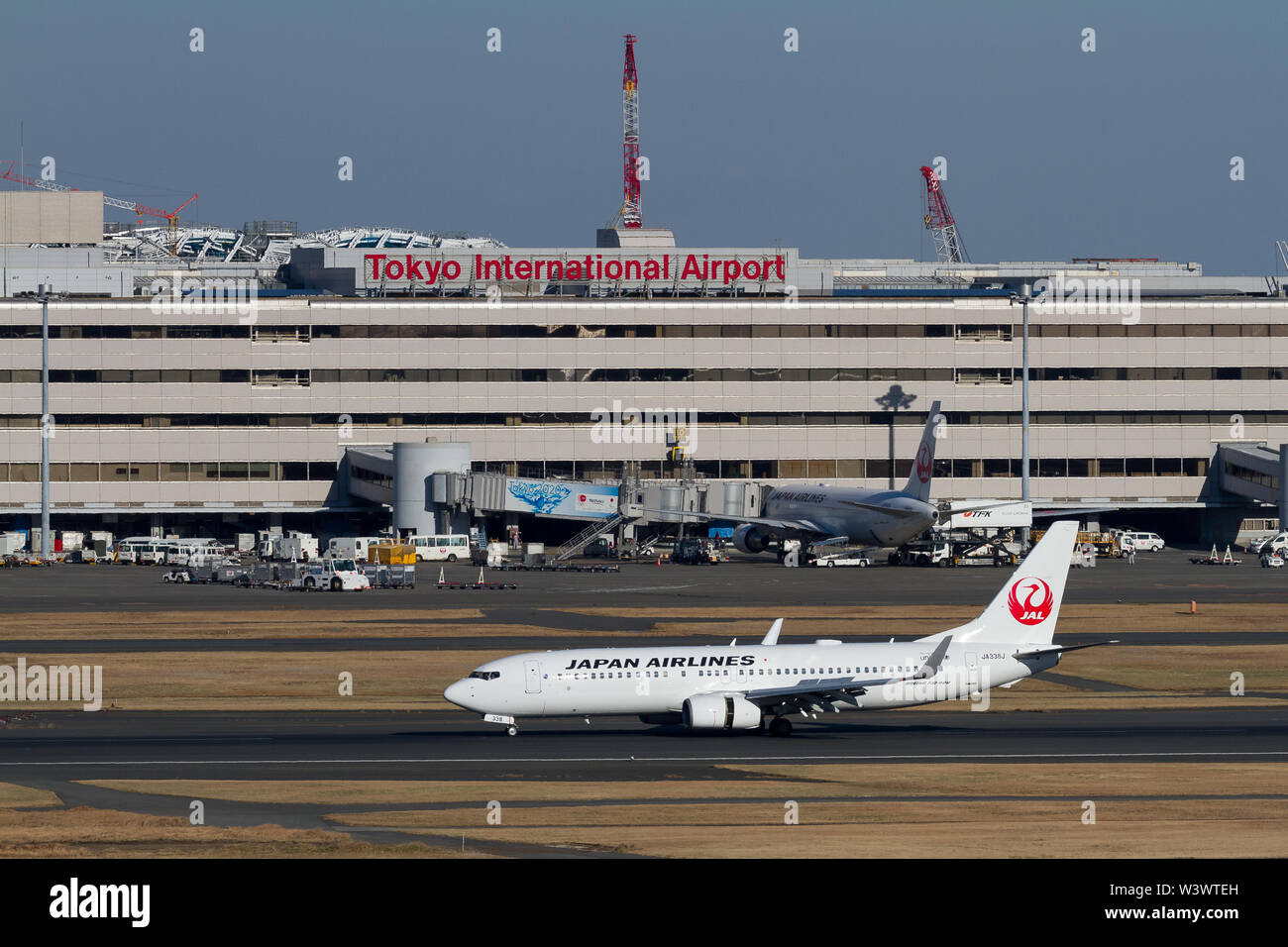 A Japan Airlines (JAL) Boeing 737-880 at Haneda International Airport ...