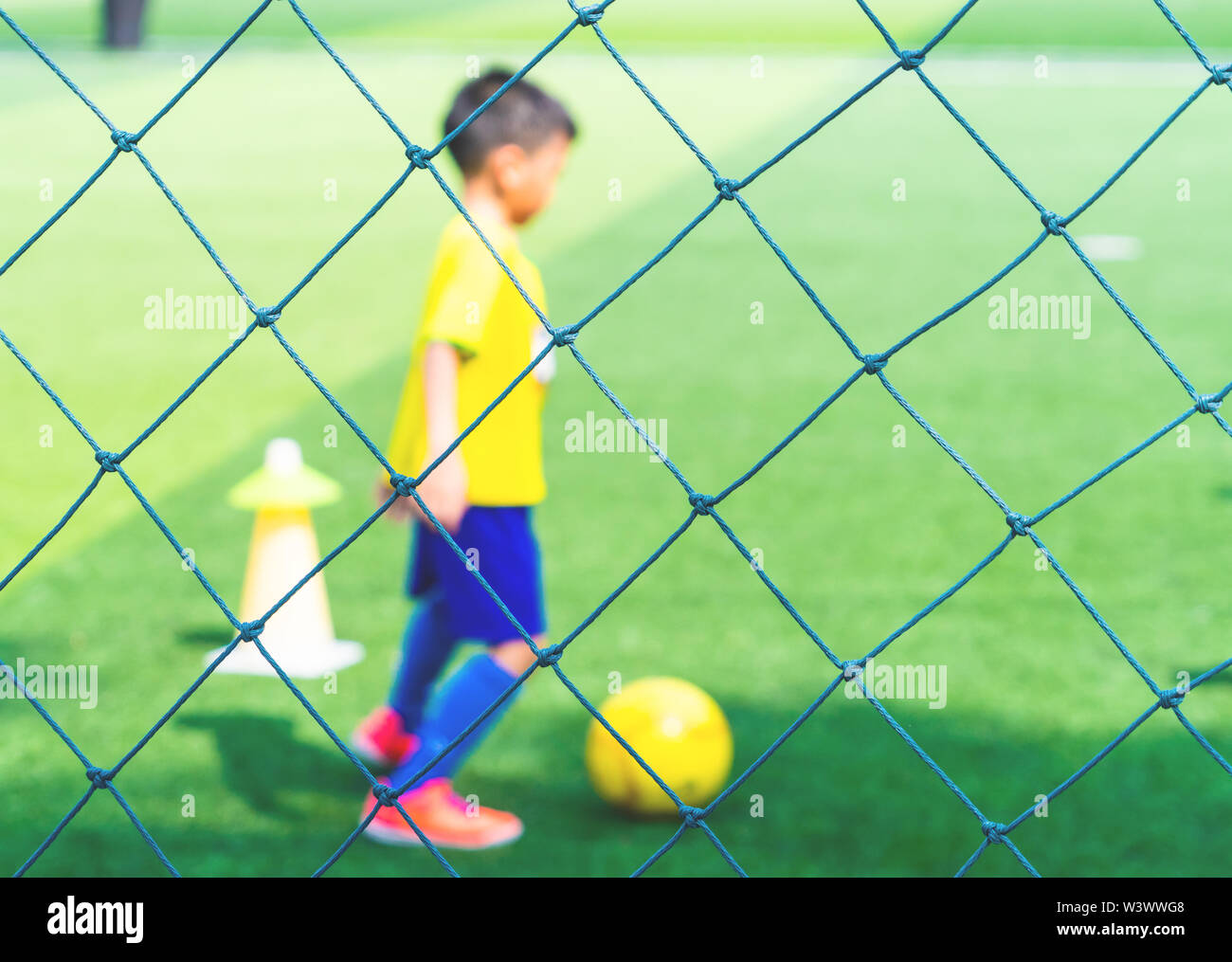 Soccer Academy field for children training blurred for background Stock ...