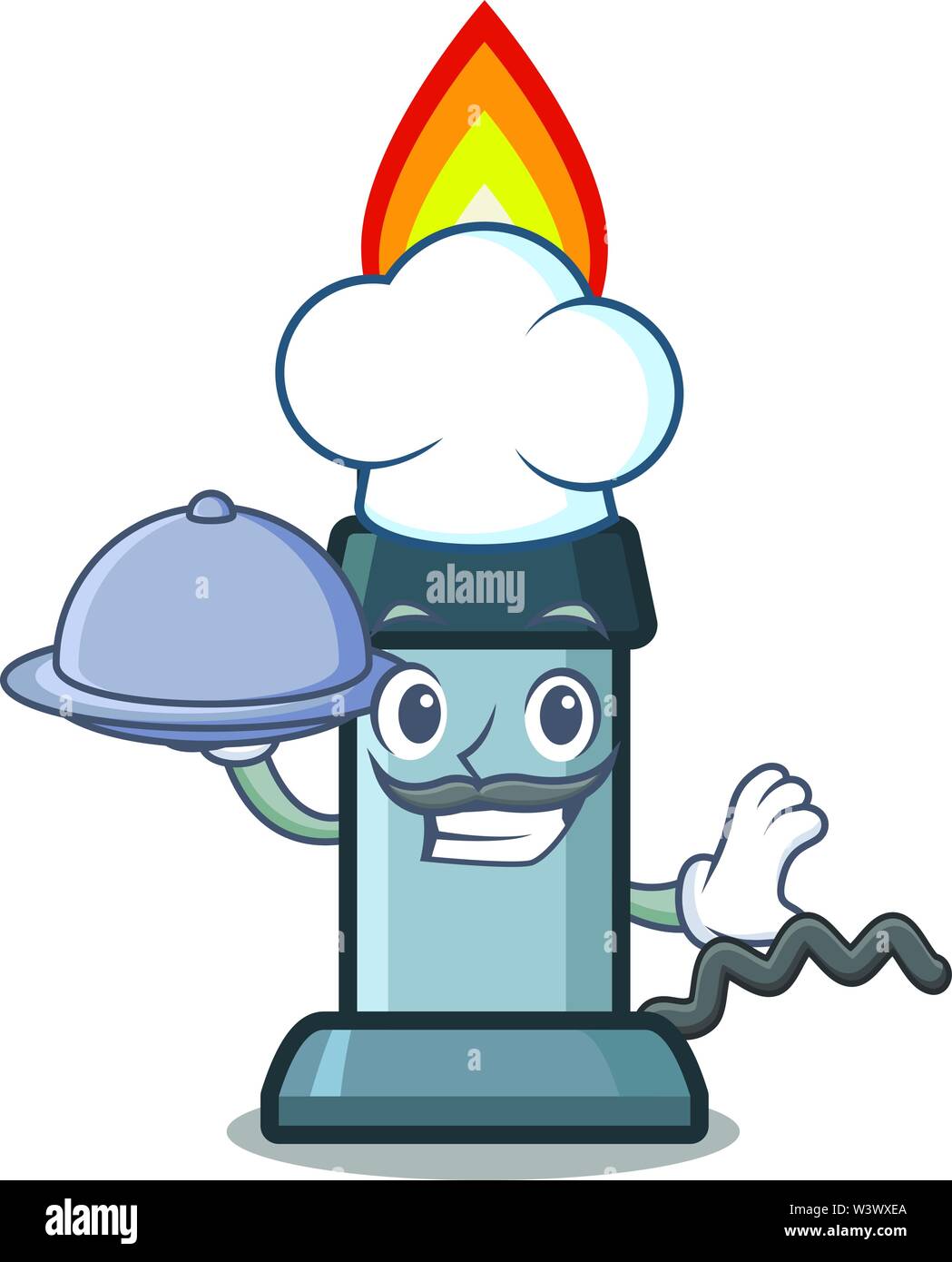 Chef with food busen burner in the character pocket vector illustration ...