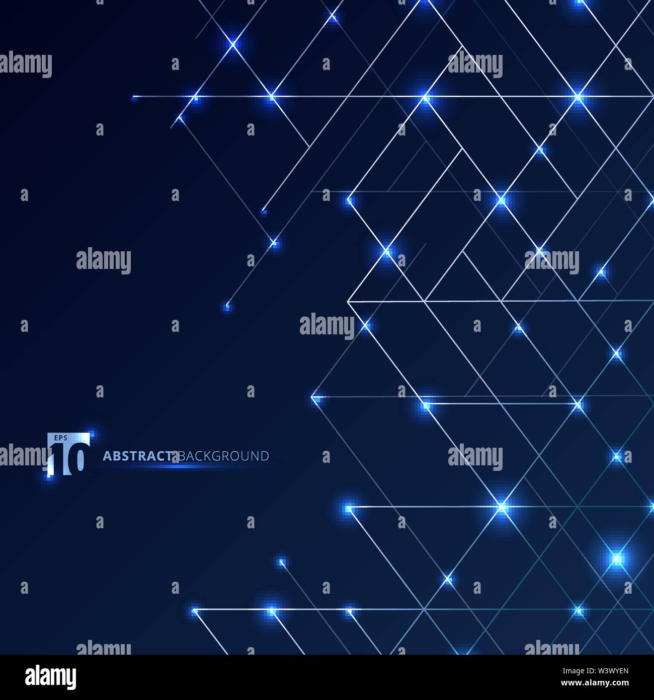 Abstract dimension lines silver color on dark blue background with glow ...
