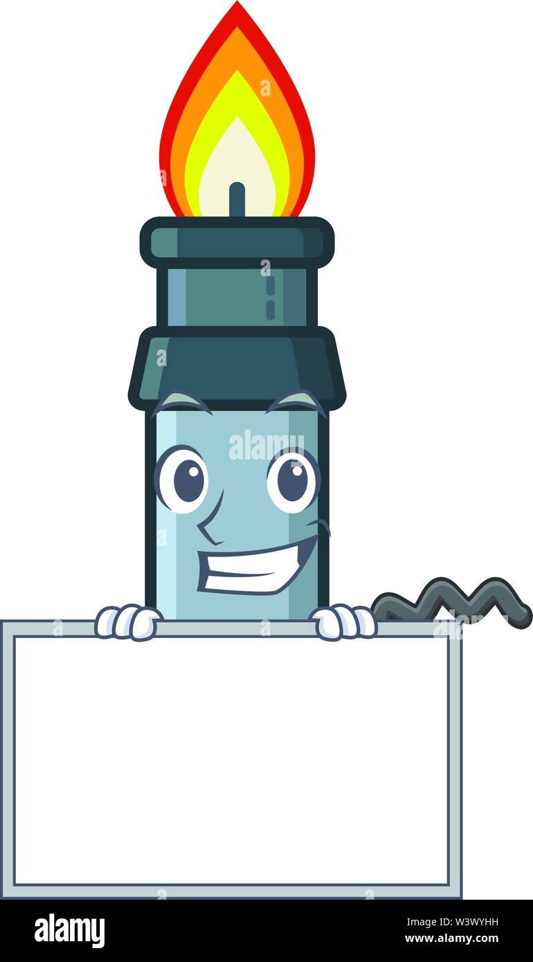 Grinning with board bunsen burner isolated with the cartoon vector ...