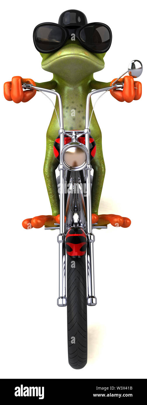 Fun frog on a motorcycle - 3D Illustration Stock Photo - Alamy