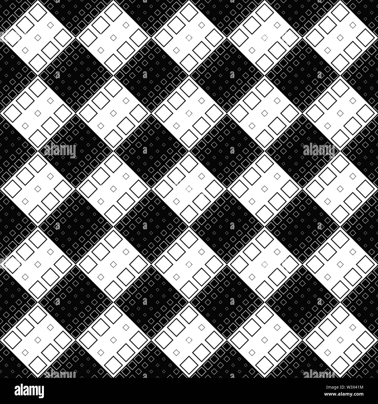 Seamless geometrical monochrome abstract diagonal square pattern background design - black and ...