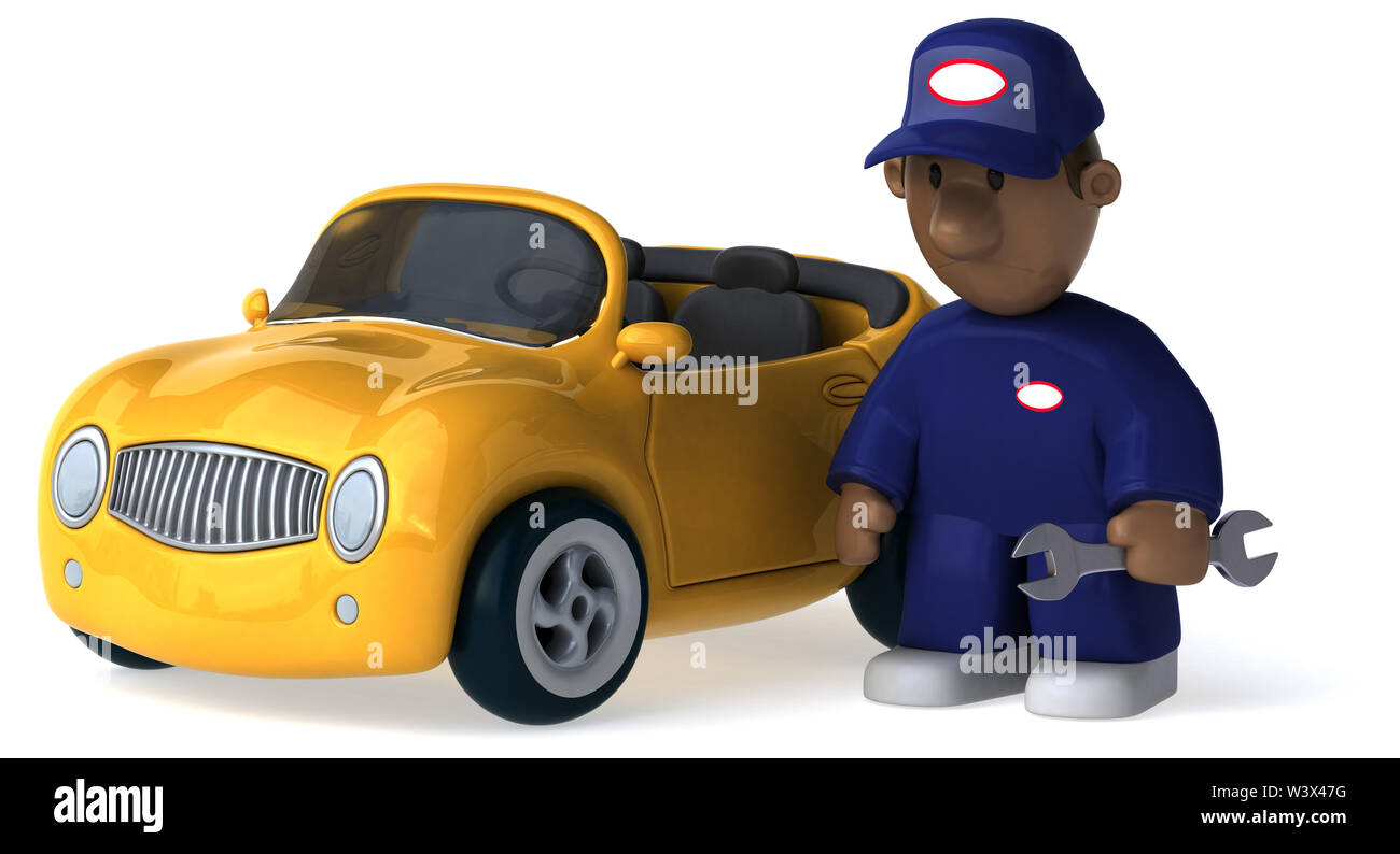 Fun mechanic - 3D Illustration Stock Photo - Alamy