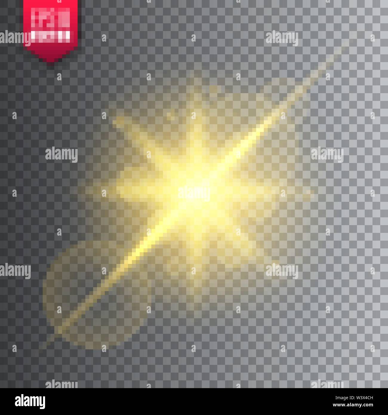 Glowing light on transparent background. Lens flare effect. Bright ...