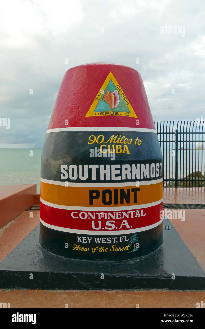 The Key West, Florida Buoy sign marking the southernmost point Stock ...