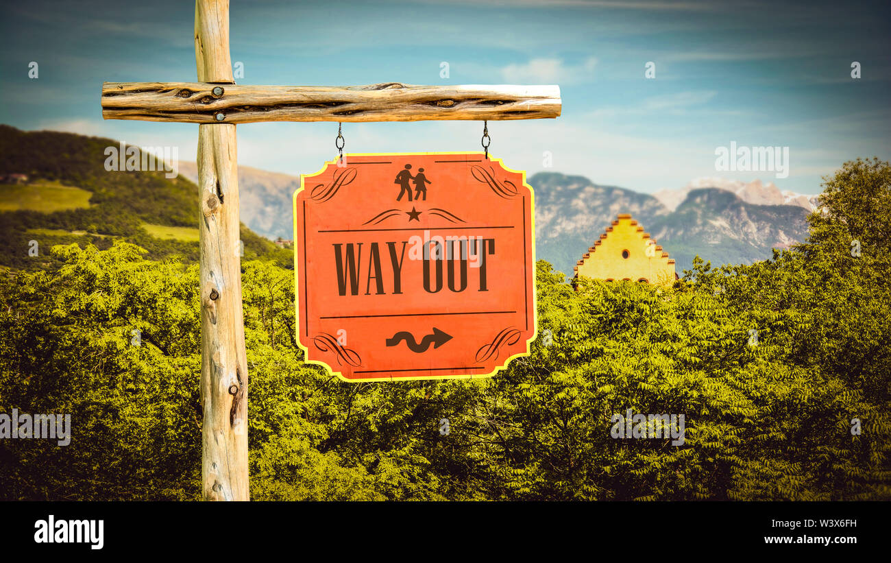 Street Sign the Direction Way to WAY OUT Stock Photo - Alamy
