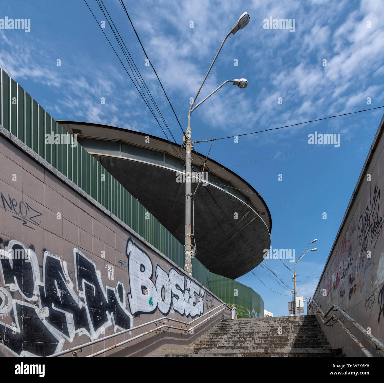The iconic Flying Saucer Building. Built in 1971 by architect Florian ...