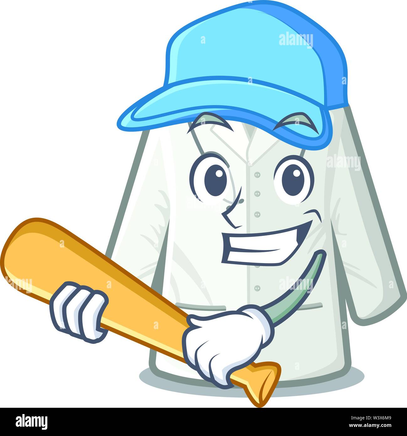 Playing baseball doctor coat in the cartoon shape vector illustration ...