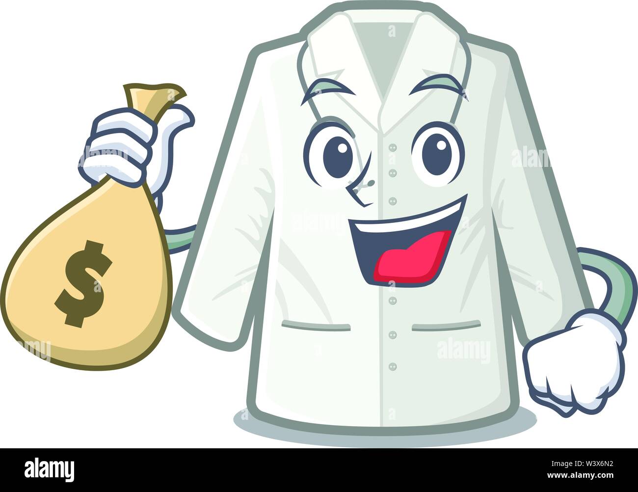 With money bag doctor coat in the cartoon shape vector illustration ...