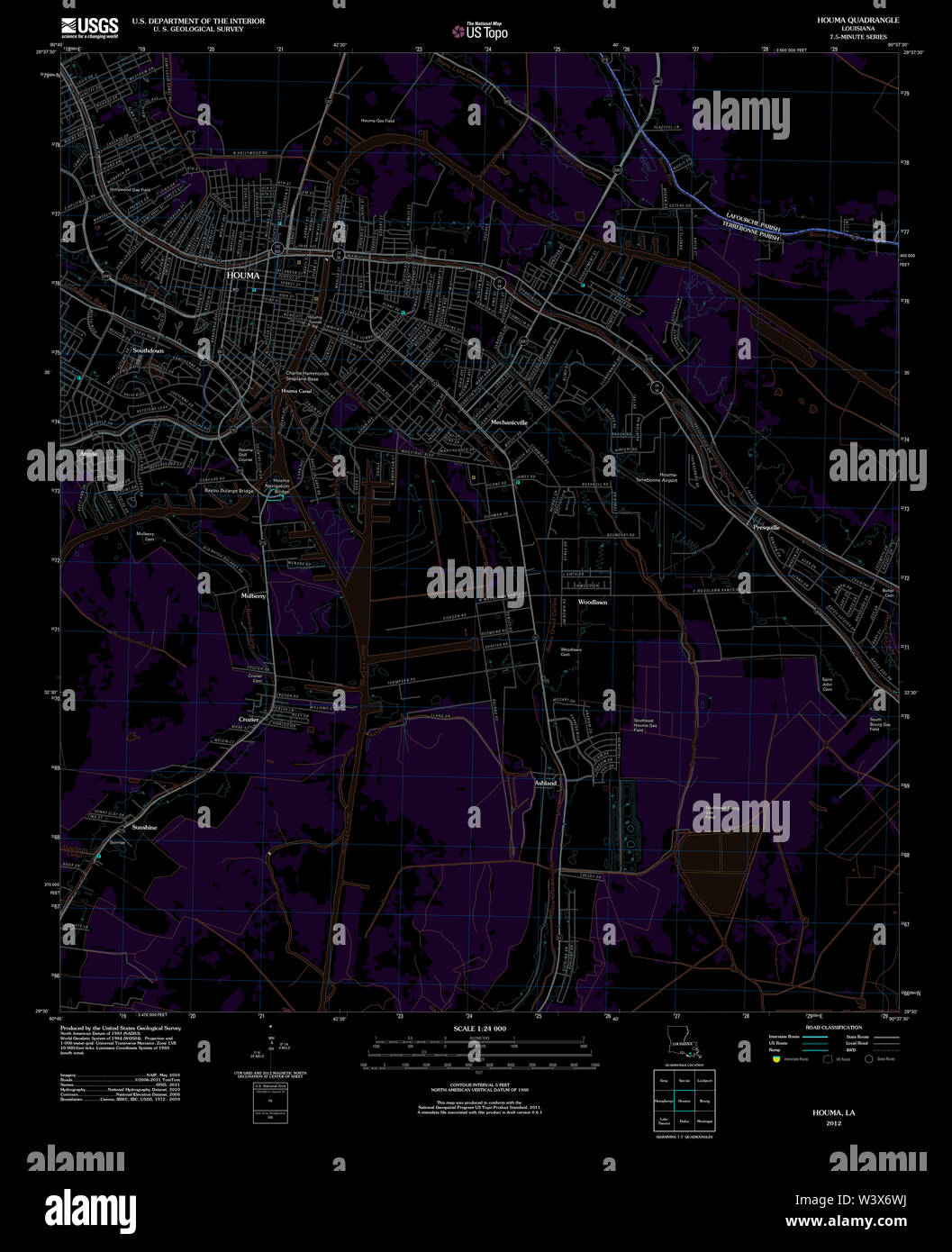 Map of houma louisiana hi-res stock photography and images - Alamy