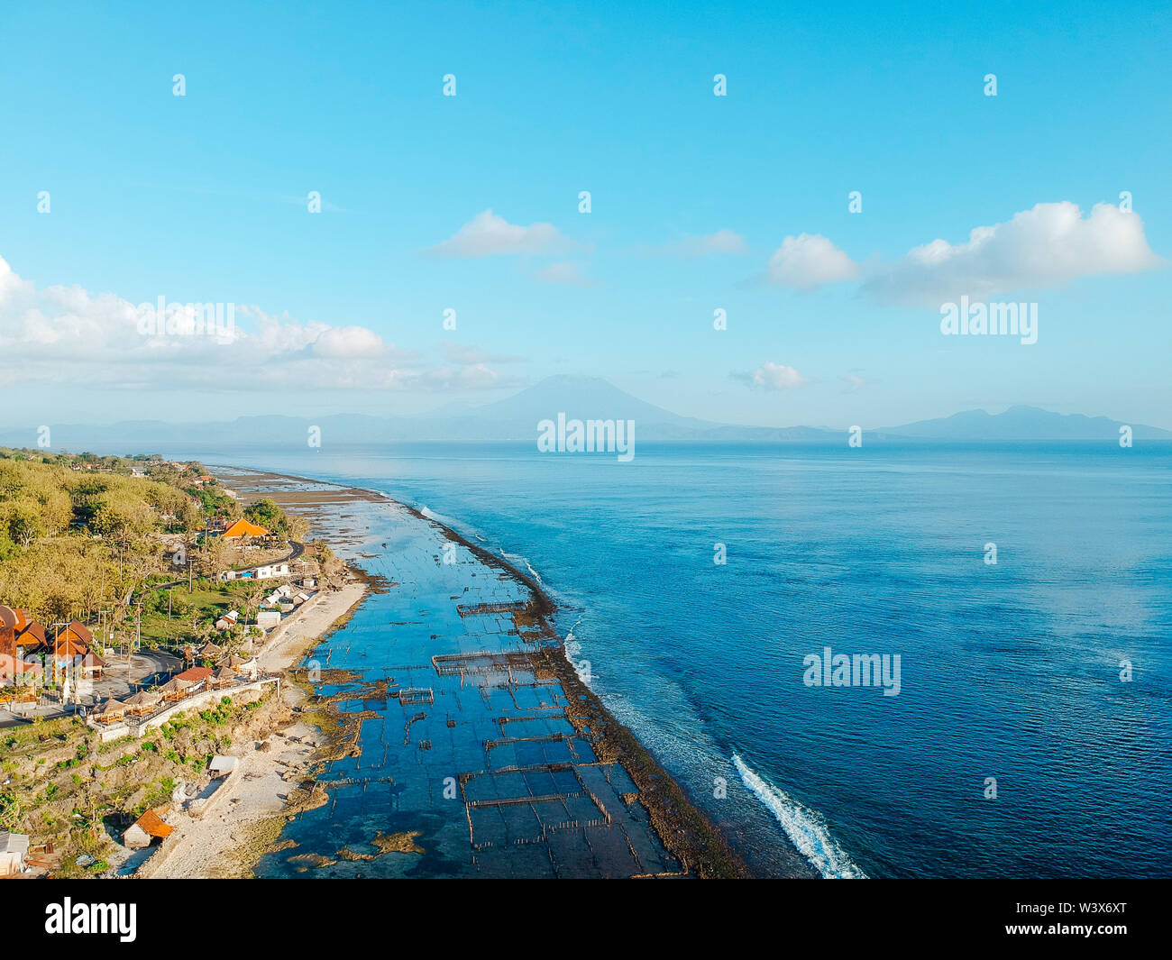 Aerial drone view beach or shore In Nusa Penida, Bali, Indonesia with ...
