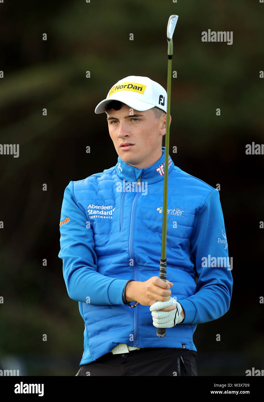 Scotland's Sam Locke tees off the 5th during day one of The Open Championship 2019 at Royal ...