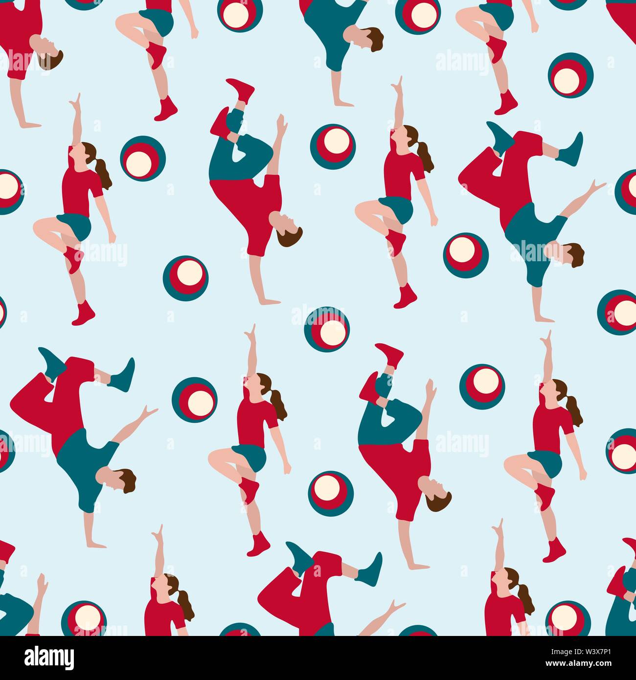 Vector seamless pattern with dancing people. Dance party, competition ...